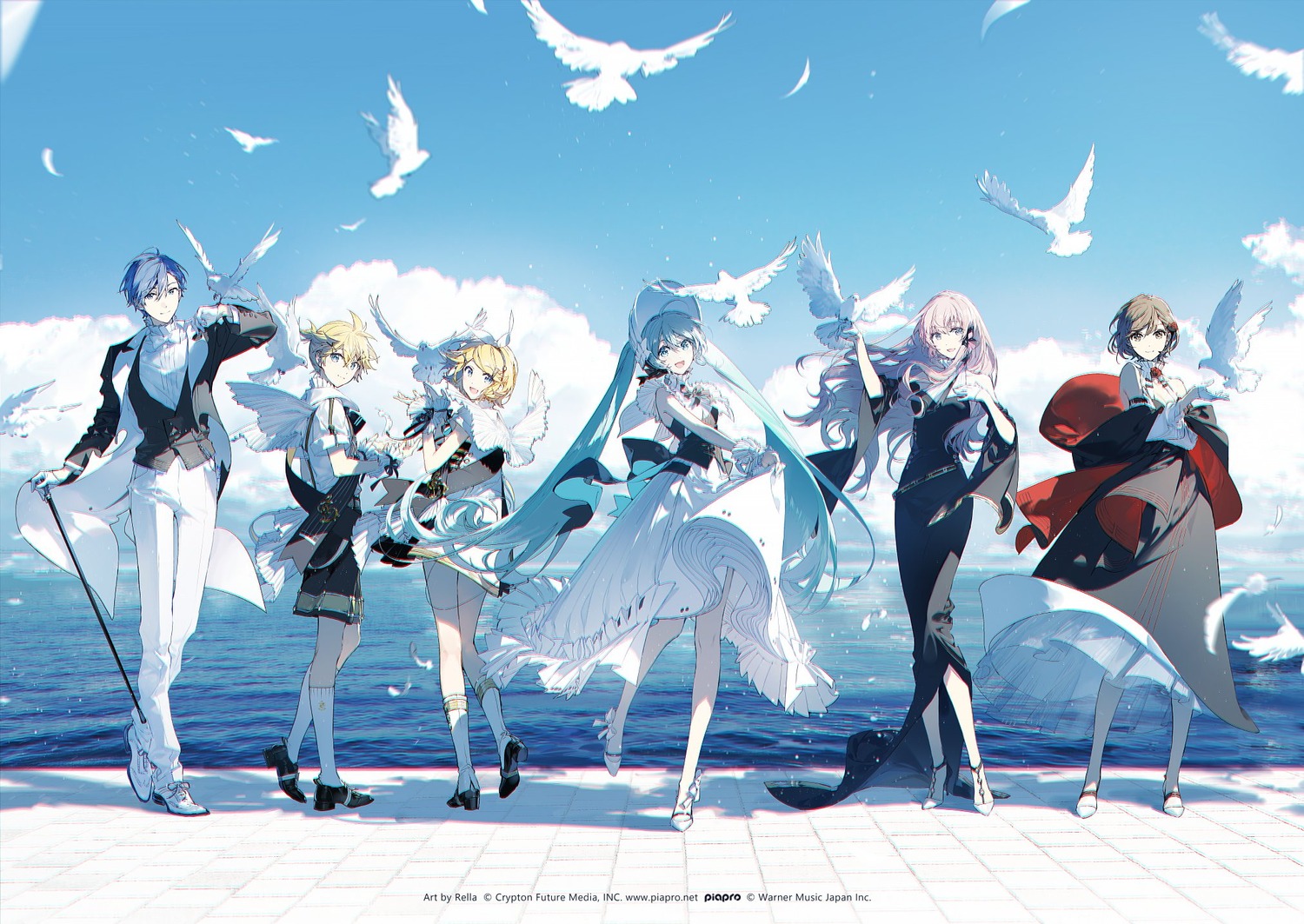 rella vocaloid hatsune miku kagamine len kagamine rin kaito megurine luka meiko dress heels ...
